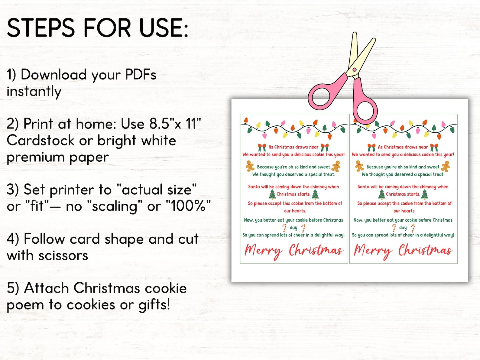 Christmas Cookie Poem Printable, Christmas Cookie Tag, Cookie Packaging ...