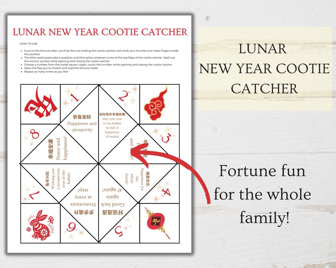 Printable Lunar New Year Cootie Catcher Chinese New Year Fortune Teller ...