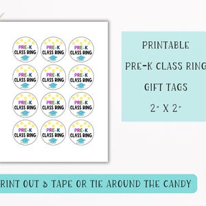 Pre-k Graduation Class Ring Gift Tags or Stickers, Pre-k Graduation ...