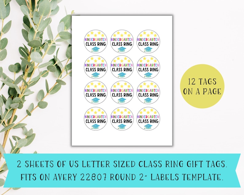 Kindergarten Graduation Class Ring Gift Tags or Stickers | Graduation ...