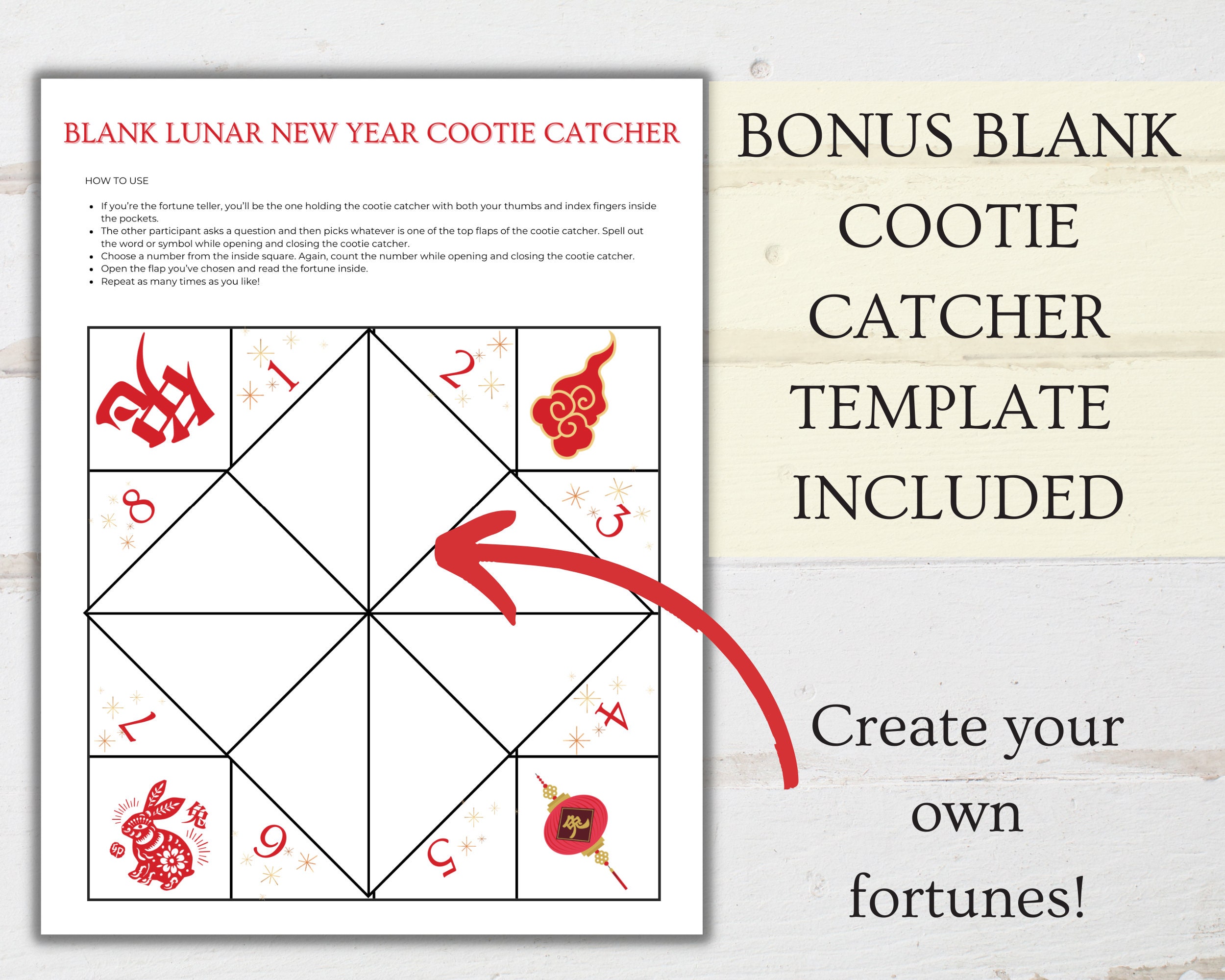 Printable Lunar New Year Cootie Catcher Chinese New Year - Etsy