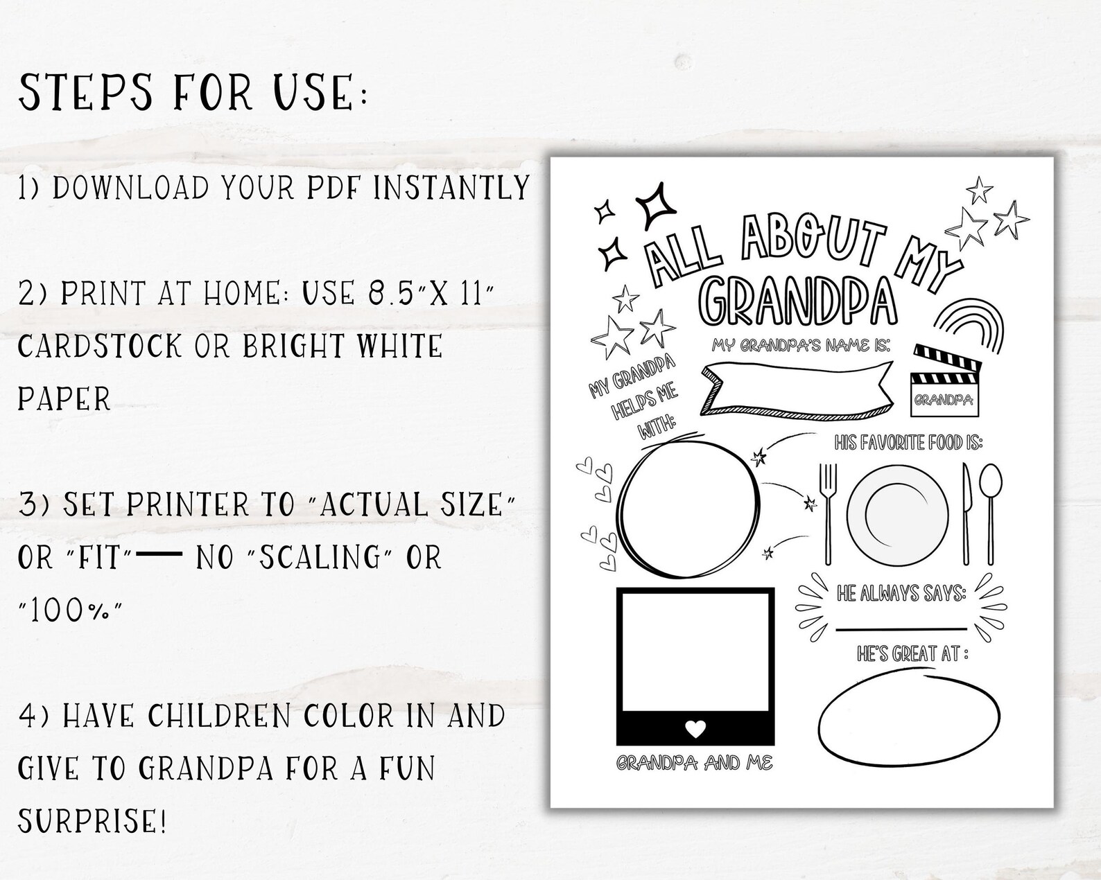 All About My Grandpa Printable Father's Day Questionnaire All About ...