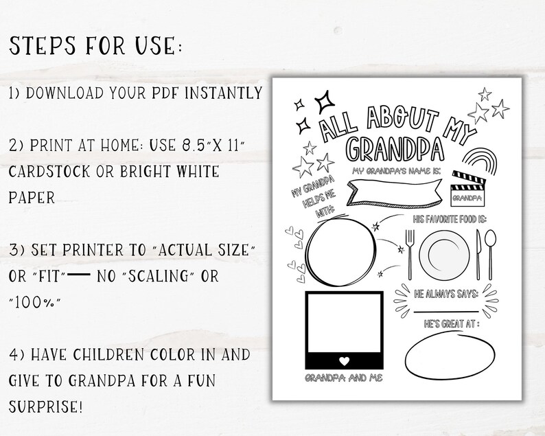 All About My Grandpa Printable | Father's Day Questionnaire | All About ...