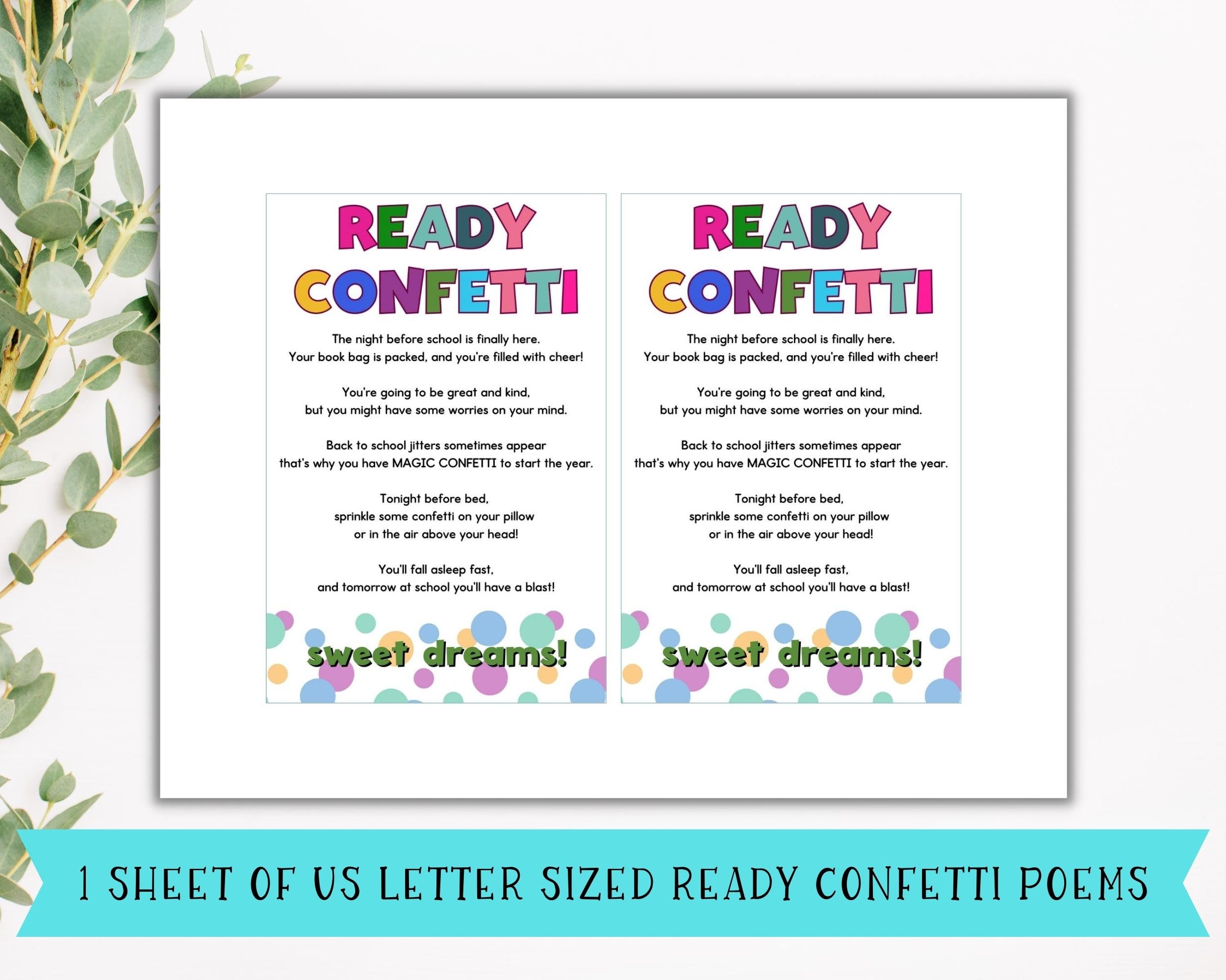 Ready Confetti Poem & Gift Tags | School Confetti | Ready Confetti Tag ...