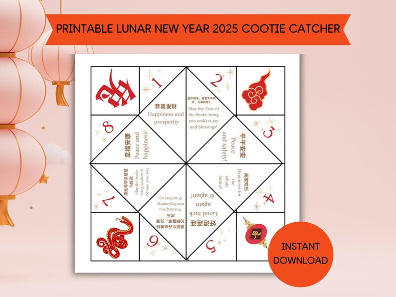 Printable Lunar New Year Cootie Catcher, Chinese New Year Fortune ...