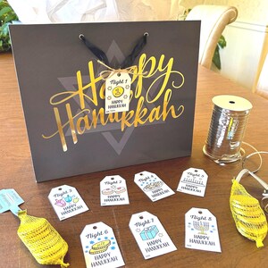 8 Nights of Hanukkah Gift Tags Printable, Hanukkah Printable, Happy ...
