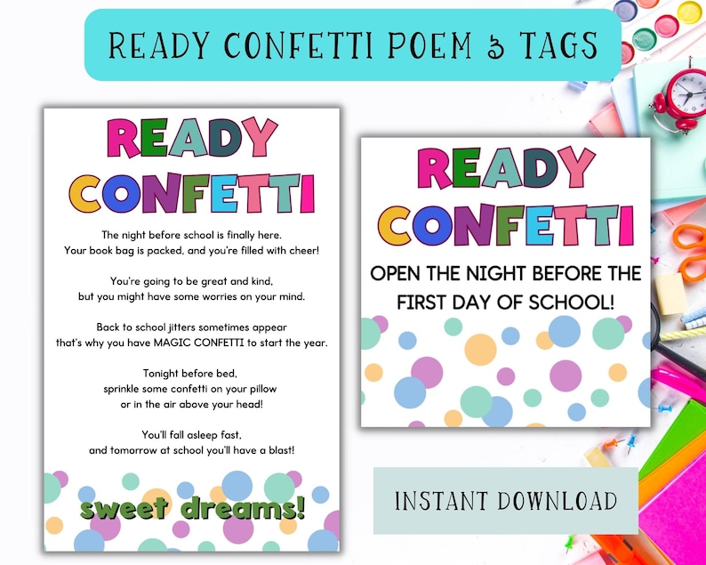 Ready Confetti Poem & Gift Tags | School Confetti | Ready Confetti Tag ...