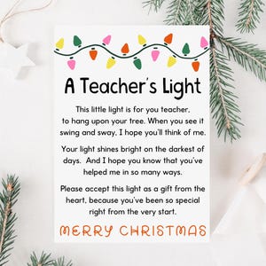 A Teacher's Light Printable Poem, Teachers Light Tag, Teacher Gift Tag ...