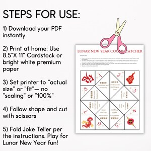 Printable Lunar New Year Cootie Catcher, Chinese New Year Fortune ...