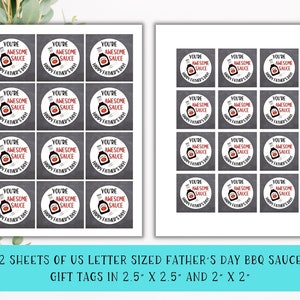 Father's Day Awesomesauce BBQ Sauce Gift Tags | Father's Day Gift Tag ...