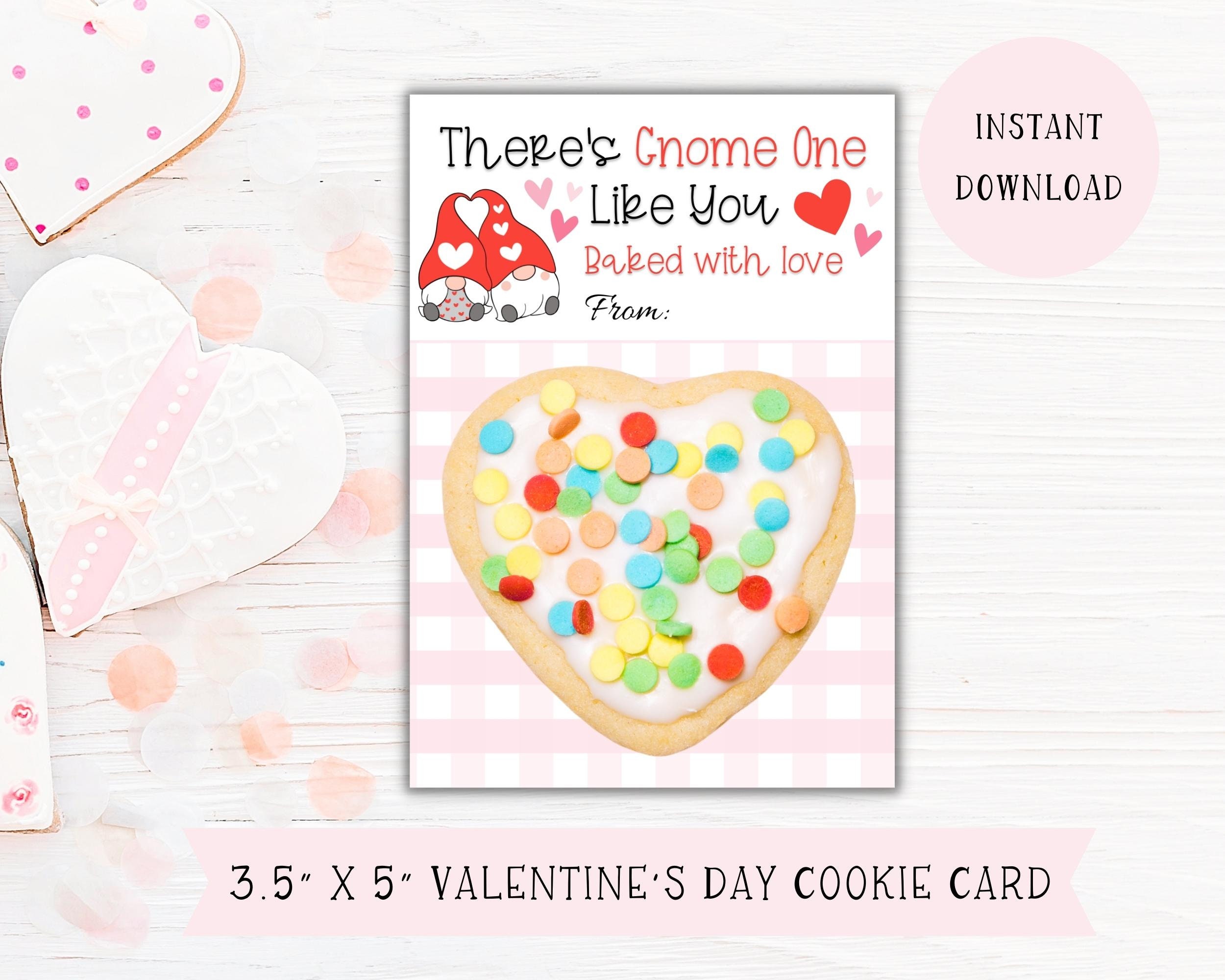 Gnome Valentine Printable Cookie Card | Gnome Valentine Tag | Instant ...
