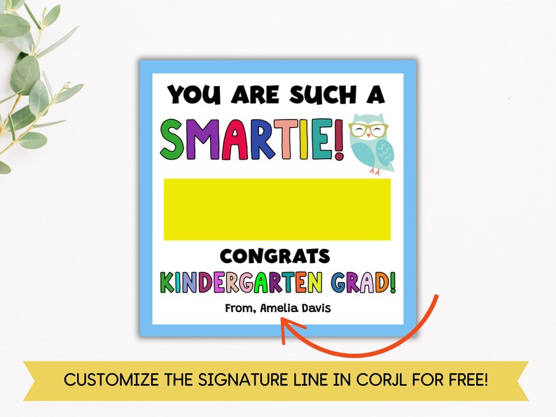 You Are Such A Smartie Kindergarten Graduation Gift Tag Printable ...