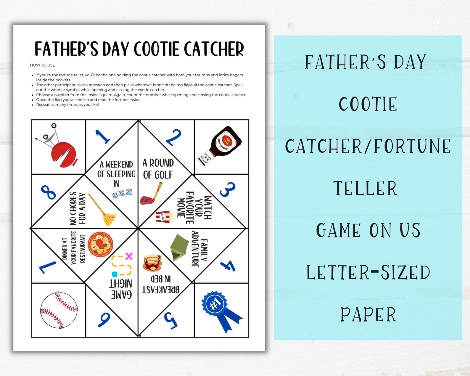Father's Day Cootie Catcher | Fortune Teller Game | Father's Day Games ...