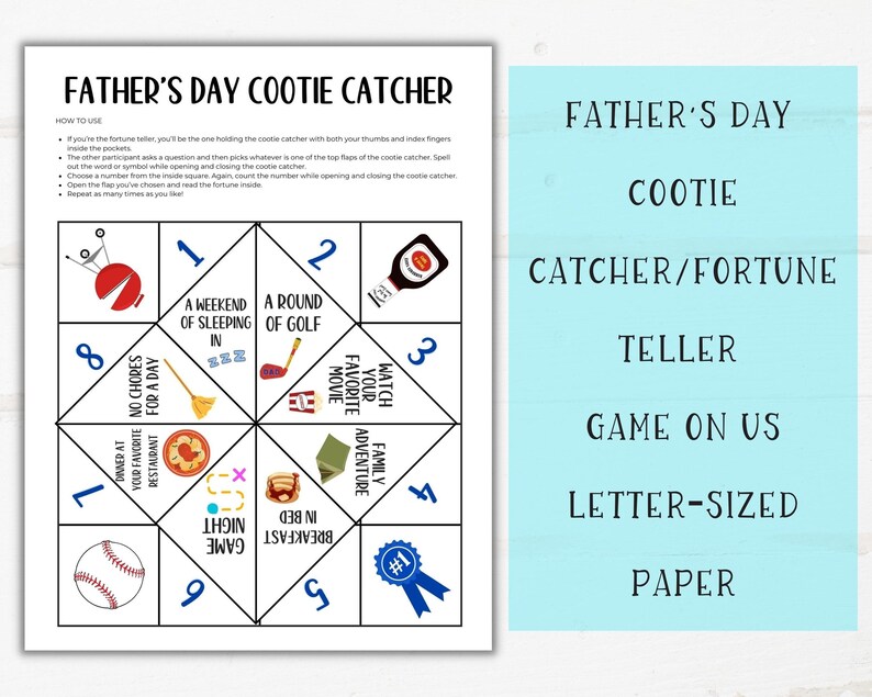 Father's Day Cootie Catcher | Fortune Teller Game | Father's Day Games ...
