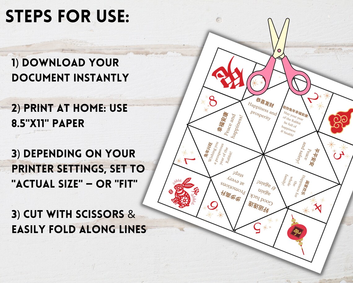 Printable Lunar New Year Cootie Catcher Chinese New Year Fortune Teller ...