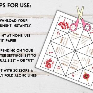 Printable Lunar New Year Cootie Catcher Chinese New Year Fortune Teller ...
