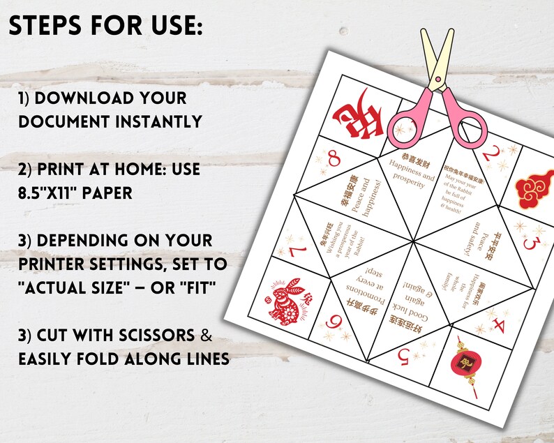 Printable Lunar New Year Cootie Catcher Chinese New Year Fortune Teller ...