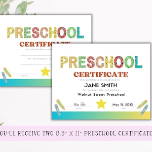 Editable Preschool Graduation Certificate | Preschool Diploma ...