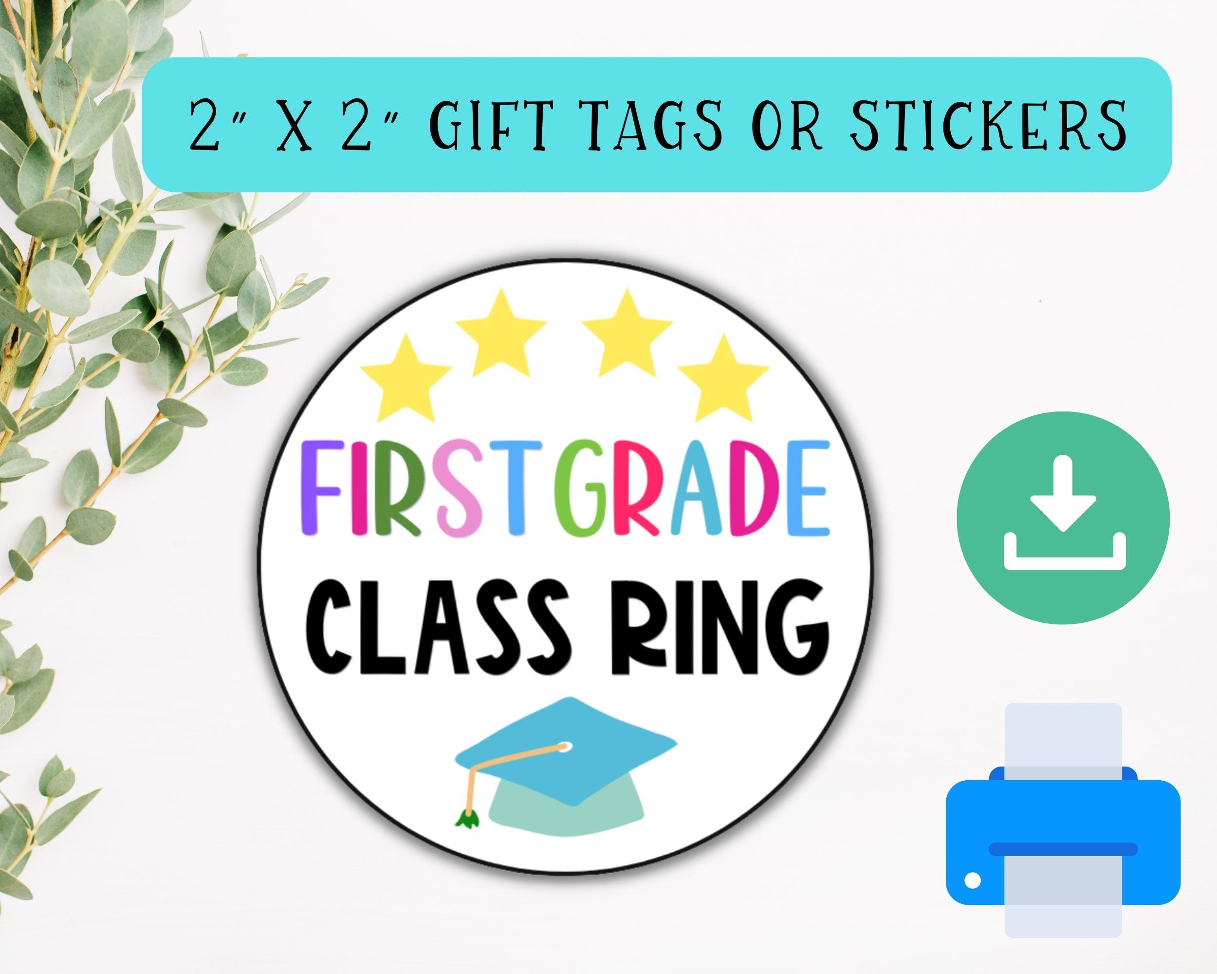 First Grade Graduation Class Ring Gift Tags or Stickers 1st Grade ...