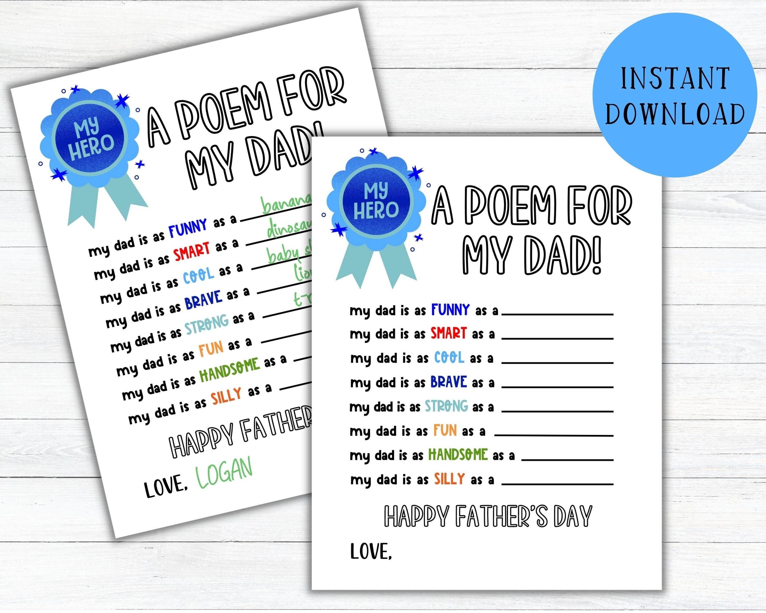 Father's Day Poem Preschool | Father's Day Poem | Personalized Poem | Father's Day Craft for ...