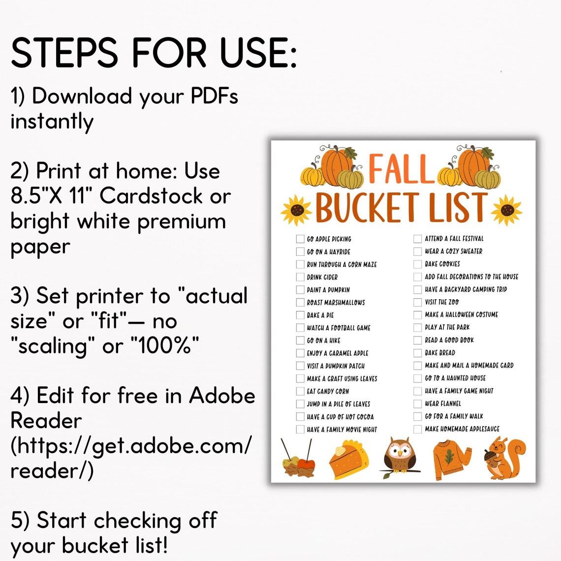 Fall Bucket List Printable, Editable Fall Bucket List, Bucket List ...