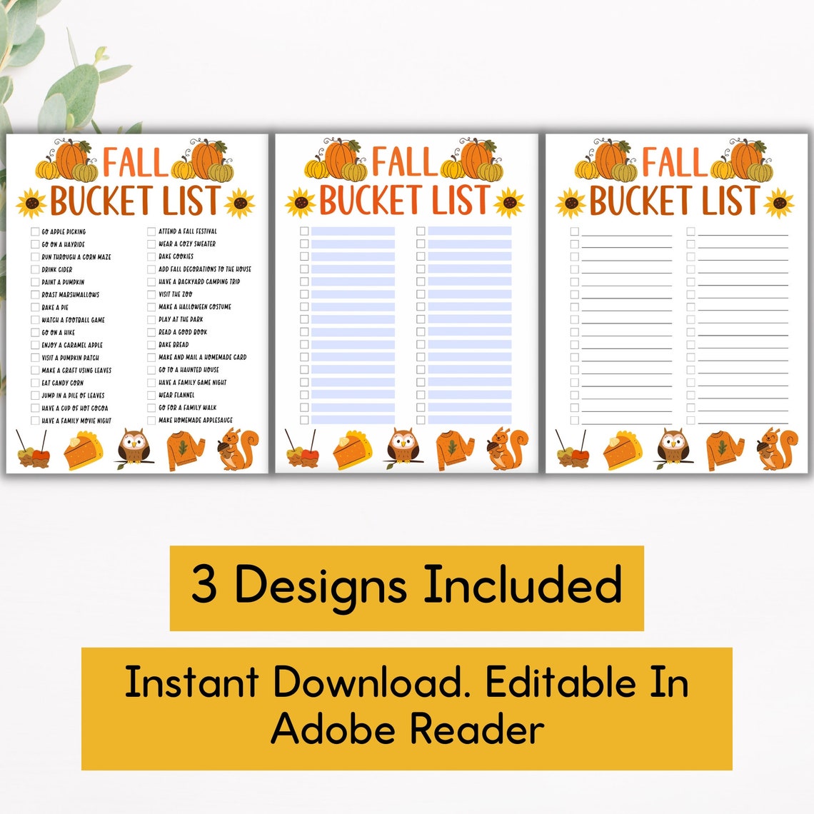 Fall Bucket List Printable, Editable Fall Bucket List, Bucket List ...