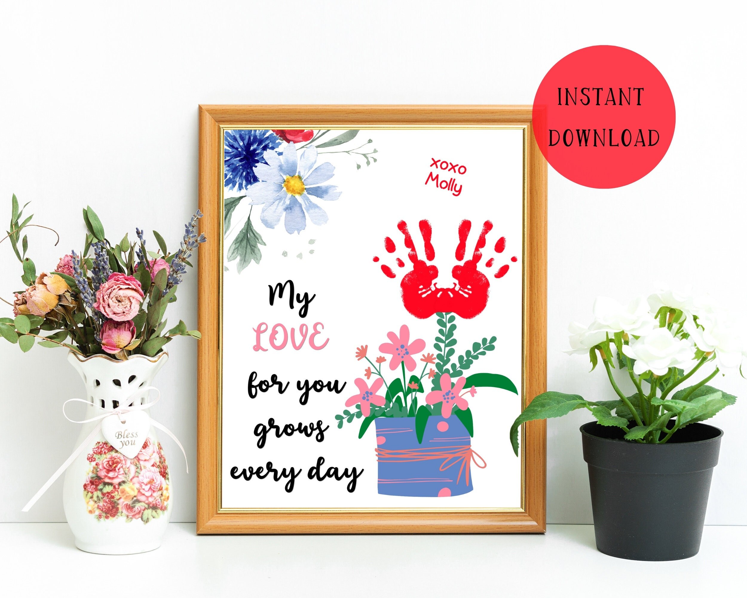 Mother's Day Handprint Art for Grandma Printable Gift From Grandkids ...