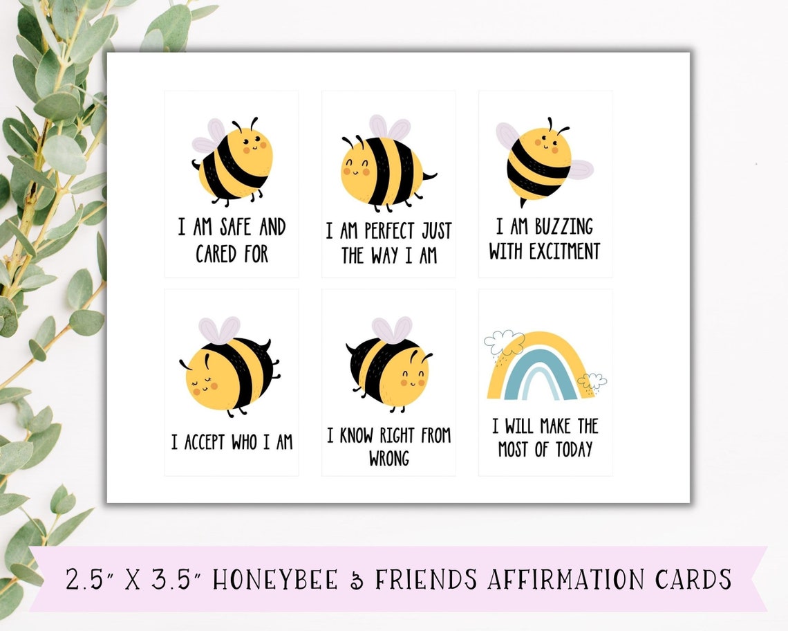 Honeybee Positive Affirmation Cards for Kids Printable Affirmation ...