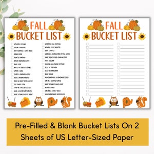 Fall Bucket List Printable, Editable Fall Bucket List, Bucket List ...