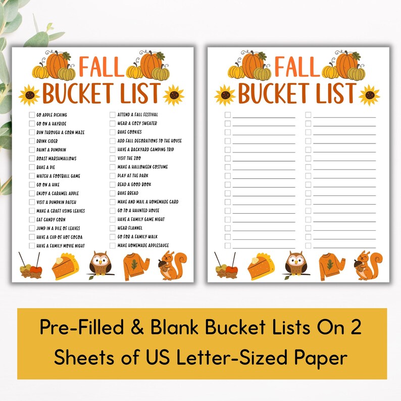 Fall Bucket List Printable, Editable Fall Bucket List, Bucket List ...