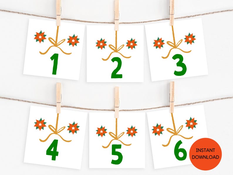 Printable Advent Calendar Numbers, Decorative Numbers, DIY Advent ...