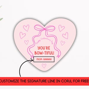 Pink Bow Valentine Printable Cards for Teens & Tweens, Editable Girly ...