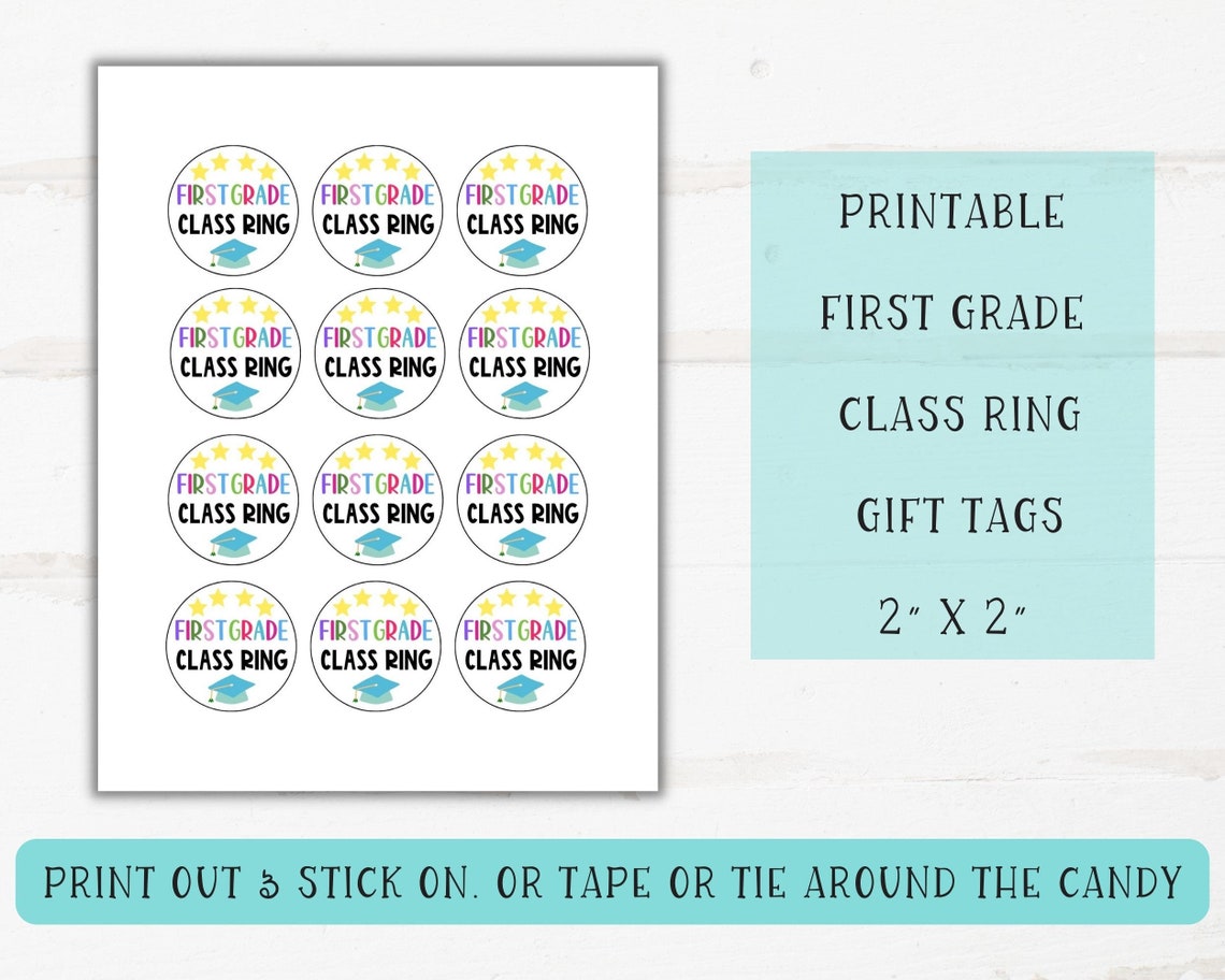 First Grade Graduation Class Ring Gift Tags or Stickers 1st Grade ...