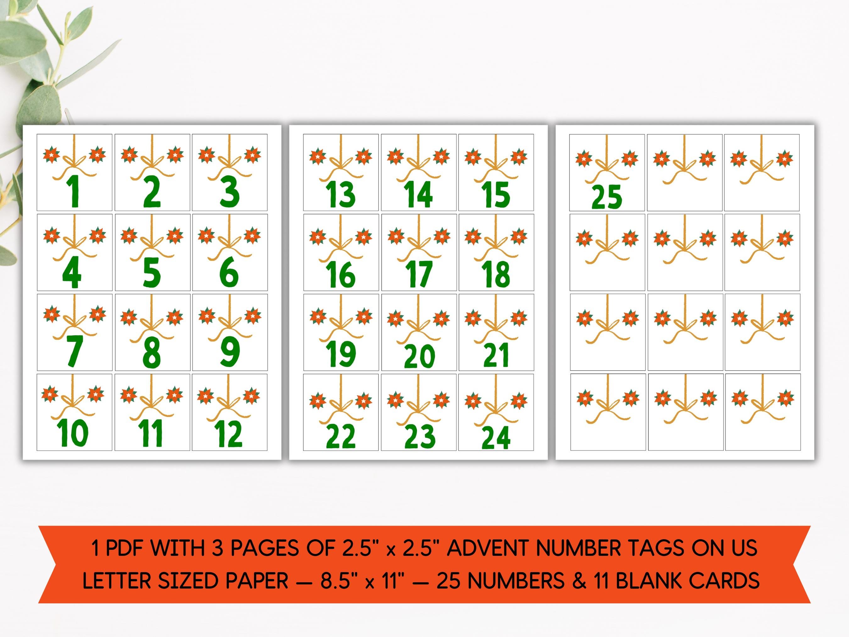 Printable Advent Calendar Numbers, Decorative Numbers, DIY Advent ...