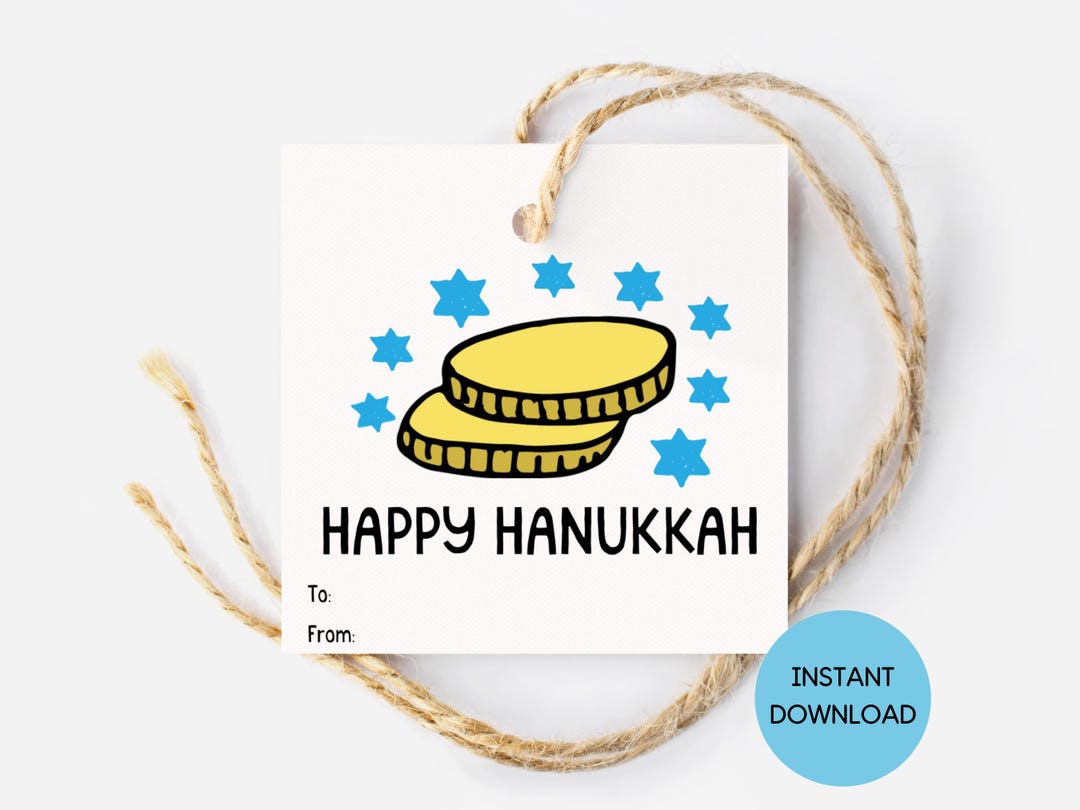 Hanukkah Gelt Gift Tag Printable, Hanukkah Printable, Hanukkah Gift Tag ...