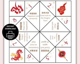 Lunar New Year Dragon Craft, Printable Dragon Template, Cootie Catcher ...