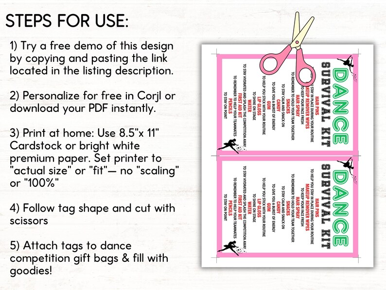 Editable Dance Competition Survival Kit, Dance Survival Kit, Survival ...