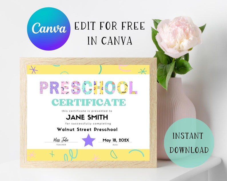 Editable Preschool Graduation Certificate | Preschool Diploma ...