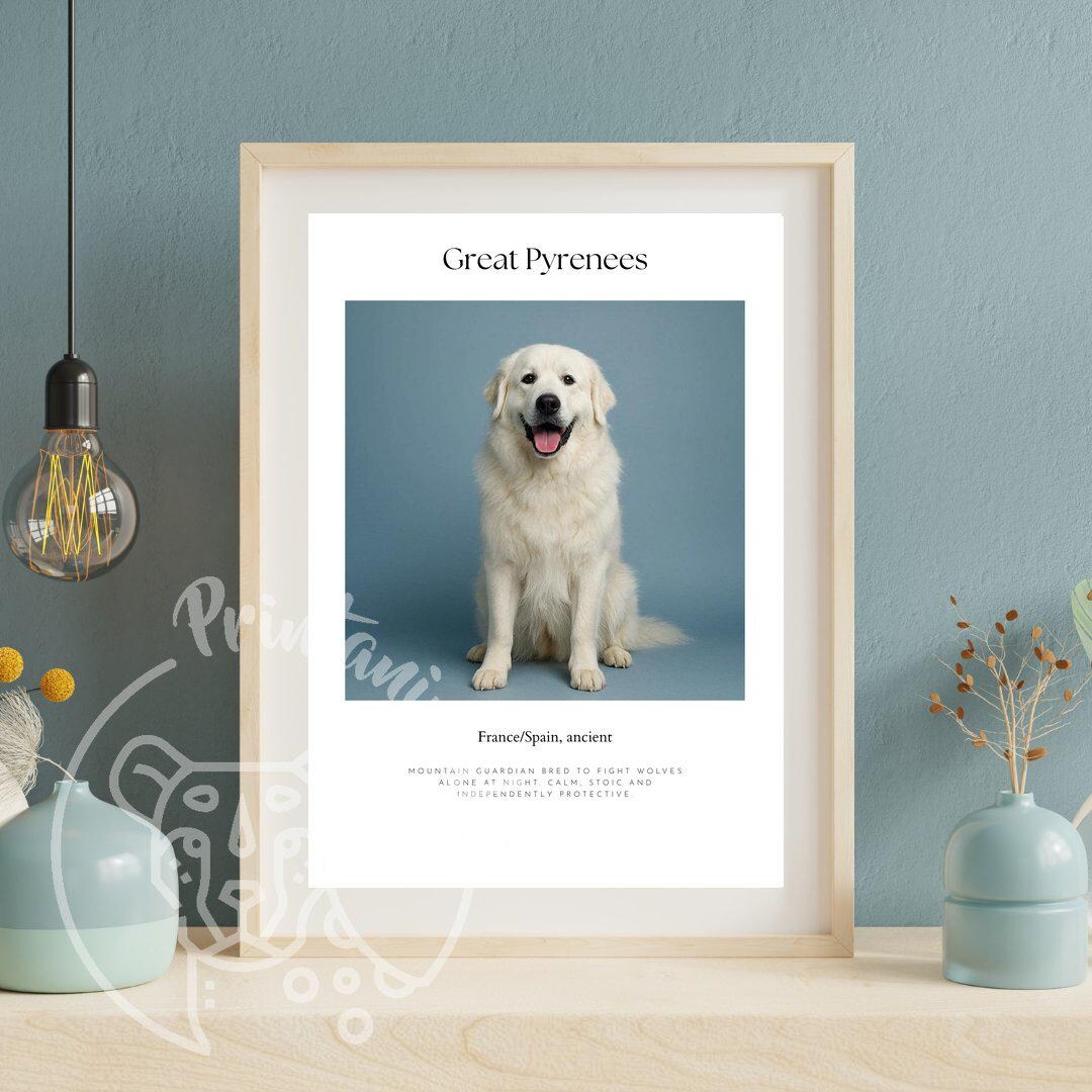 Great Pyrenees Art, Mountain Guardian Dog Poster, 300 DPI Digital Print ...