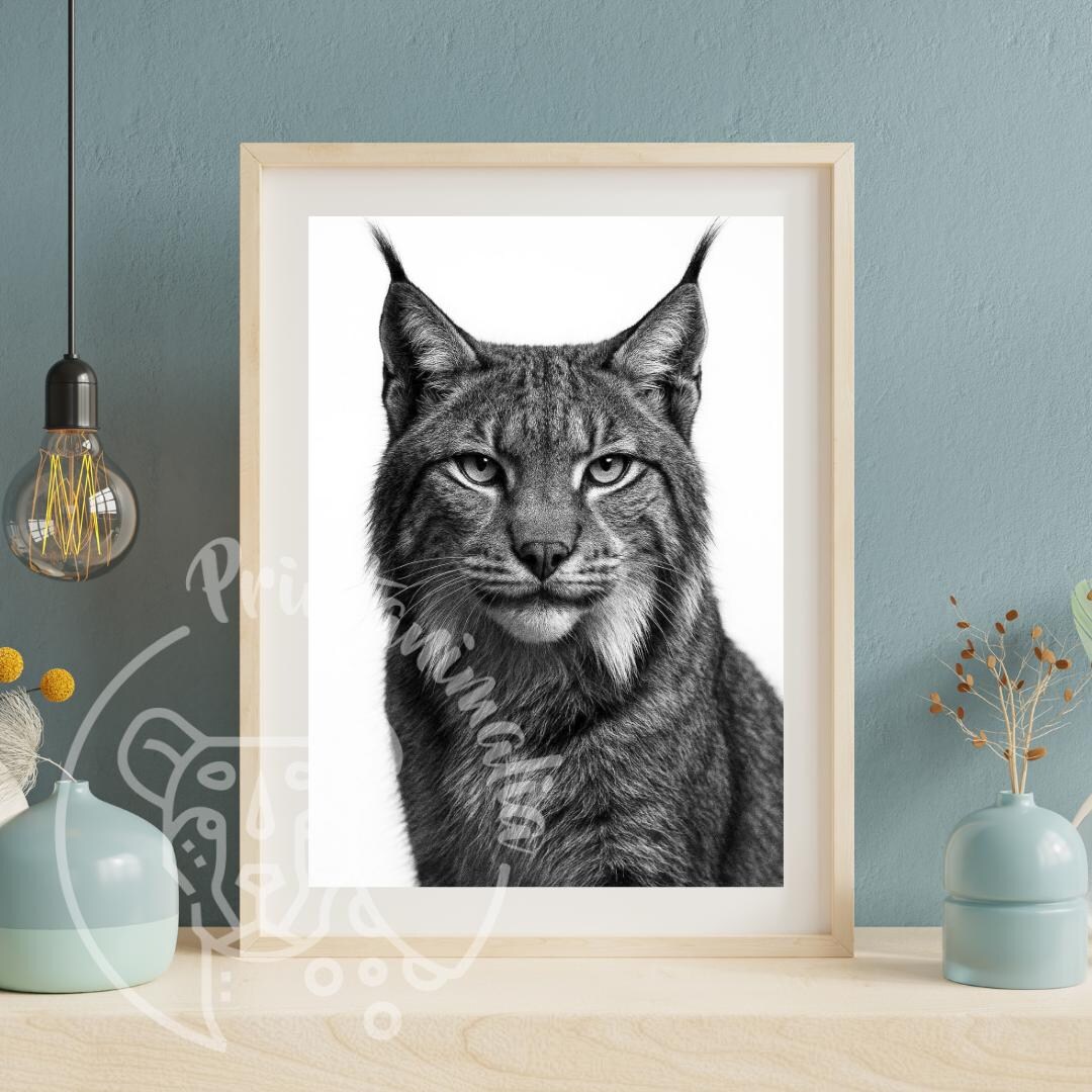 Lynx Portrait | Wild Cat Wall Art | Wildlife Photography | Black and ...