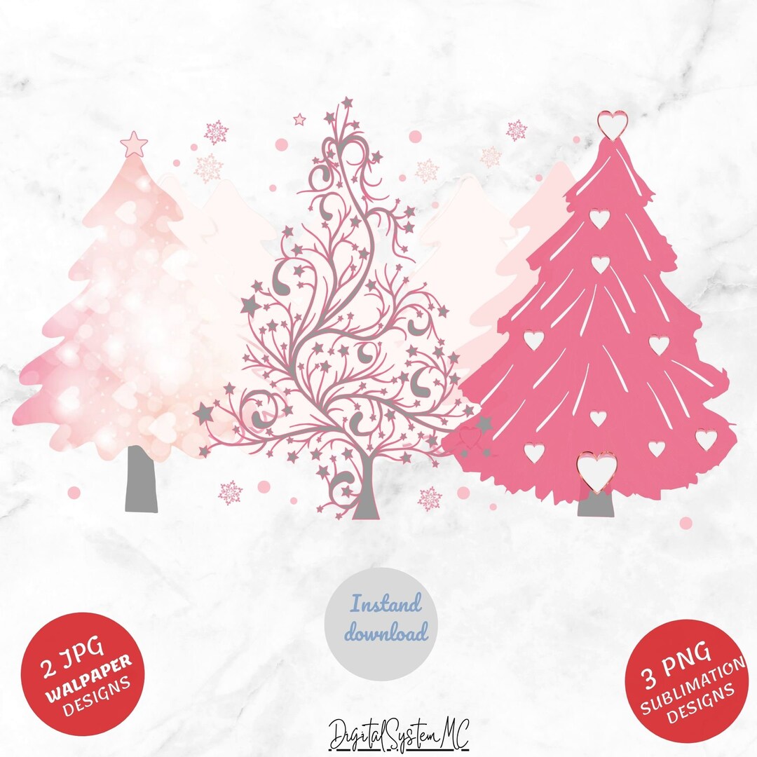 Merry Christmas Pink Tree Sparkling Christmas Pink Tree - Etsy