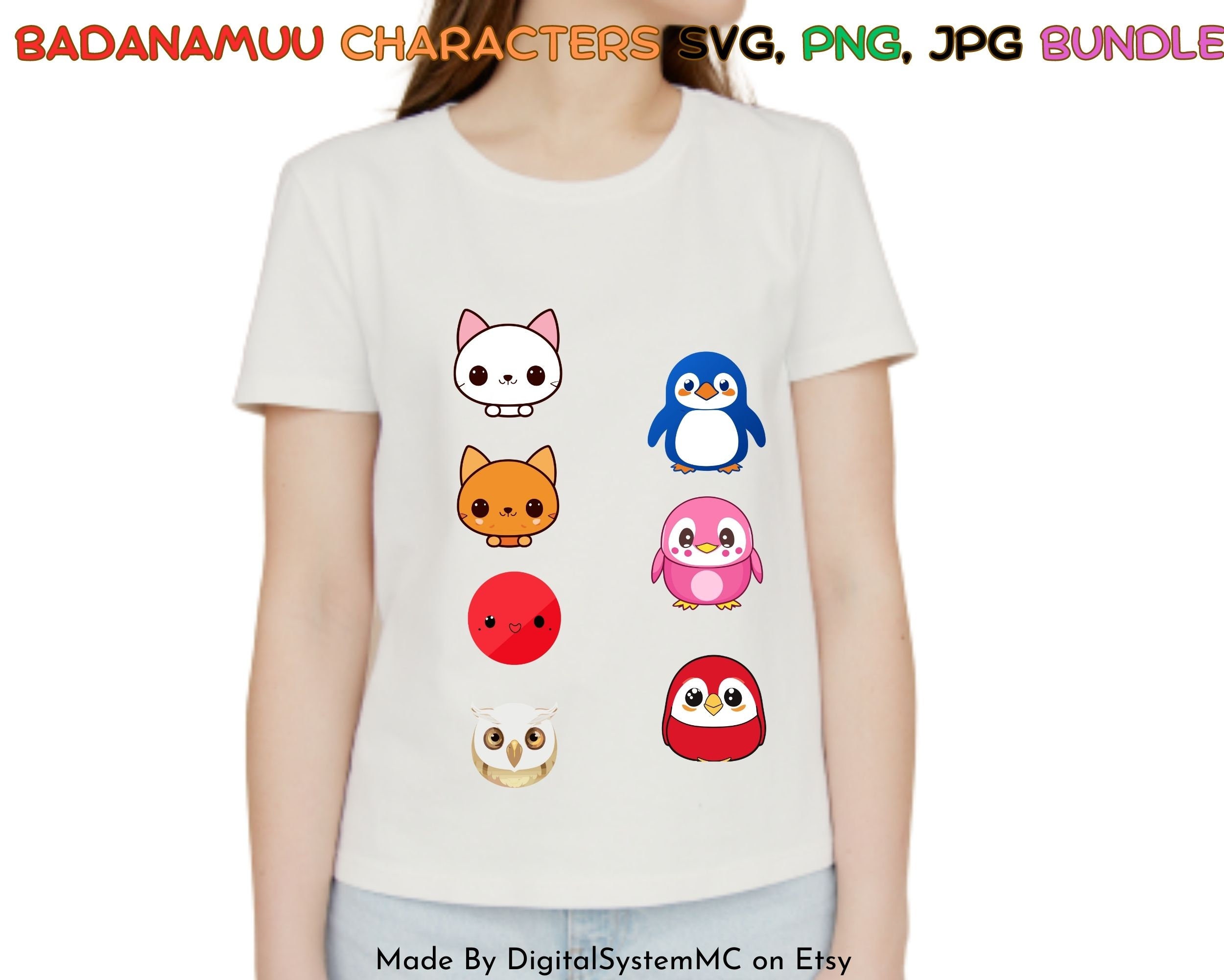 Lindo paquete Badanamu, SVG, PNG, Paquete de personajes lindos, pinguin ...