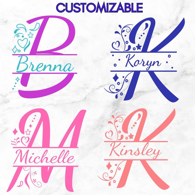 Personalized Split Letter Monogram PNG: Custom Initial Name File - Etsy