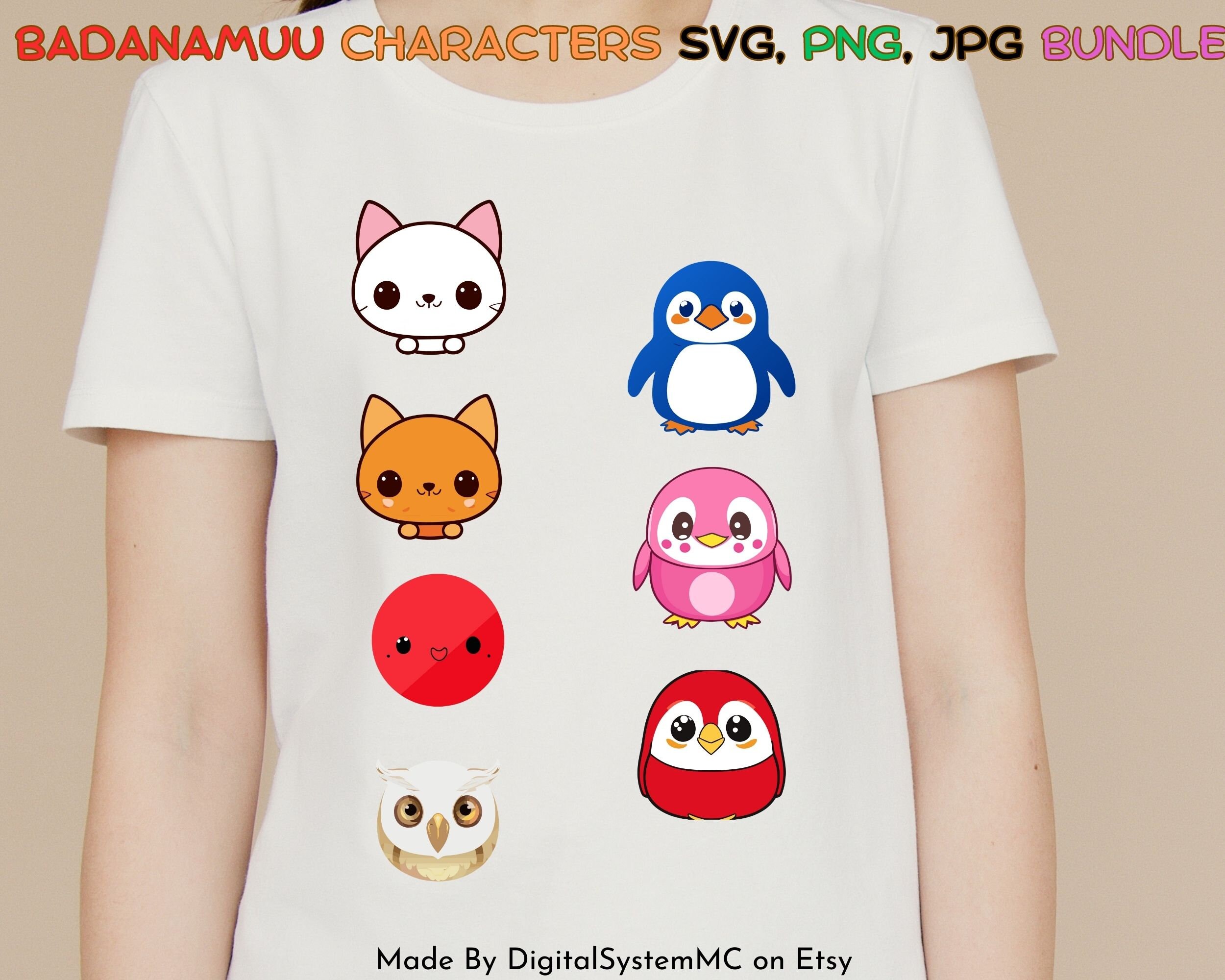 Cute Badanamu Pack SVG PNG Cute Characters Pack Pinguin - Etsy