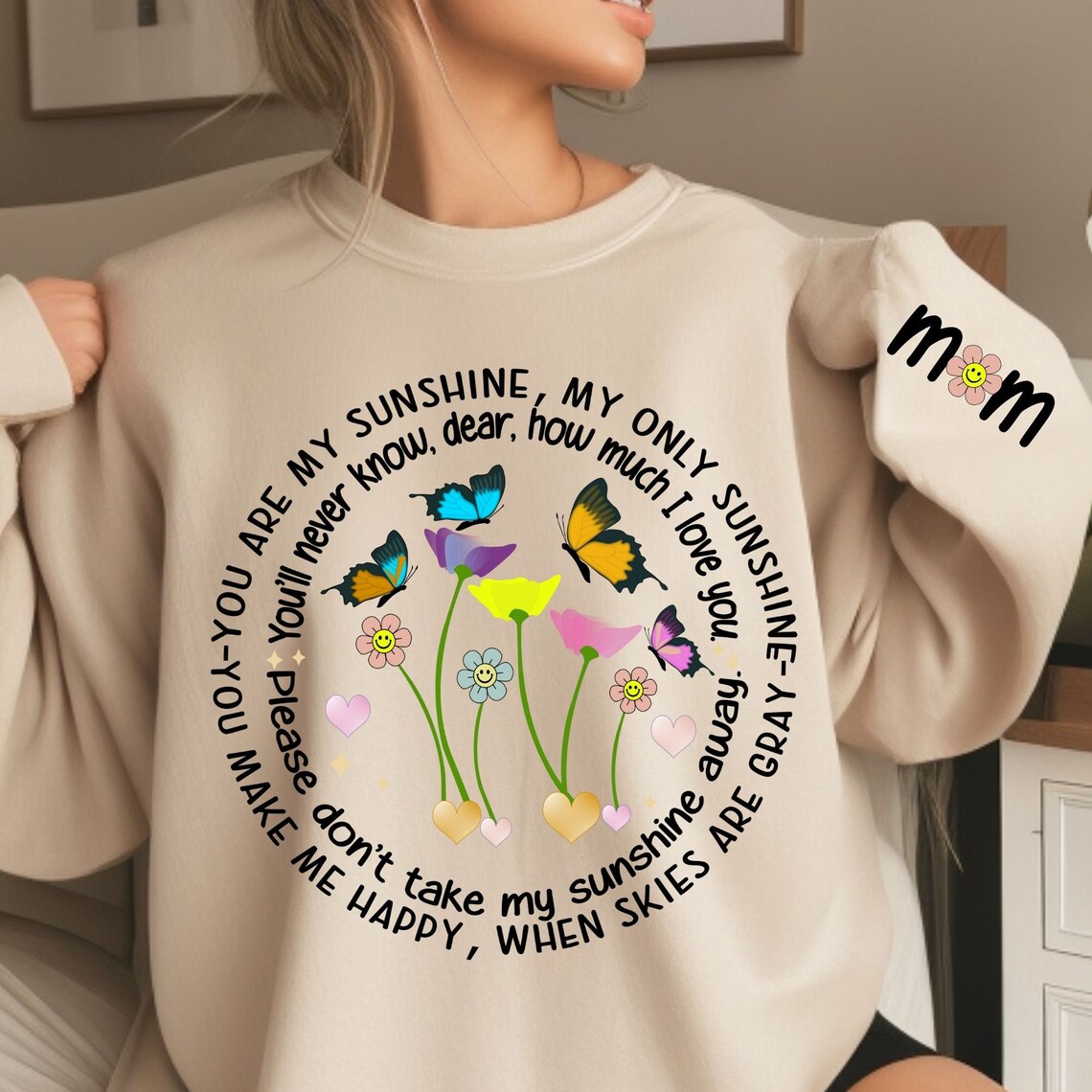 Mom You Are My Sunshine Svg Png, Butterfly Svg Png, Custom Circle Text ...