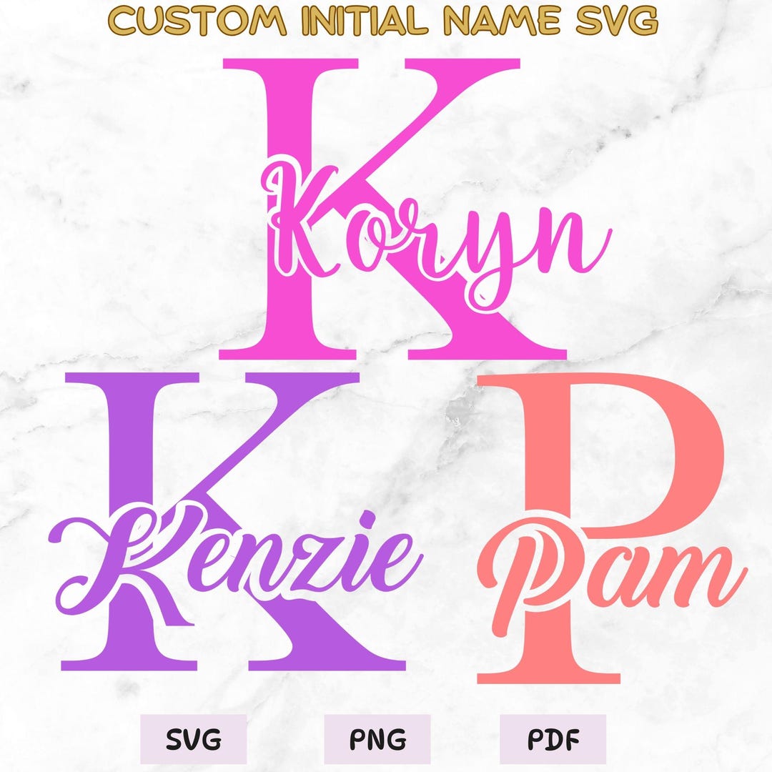 Custom Initial Name SVG: Split Monogram Cut File (digital Download) - Etsy