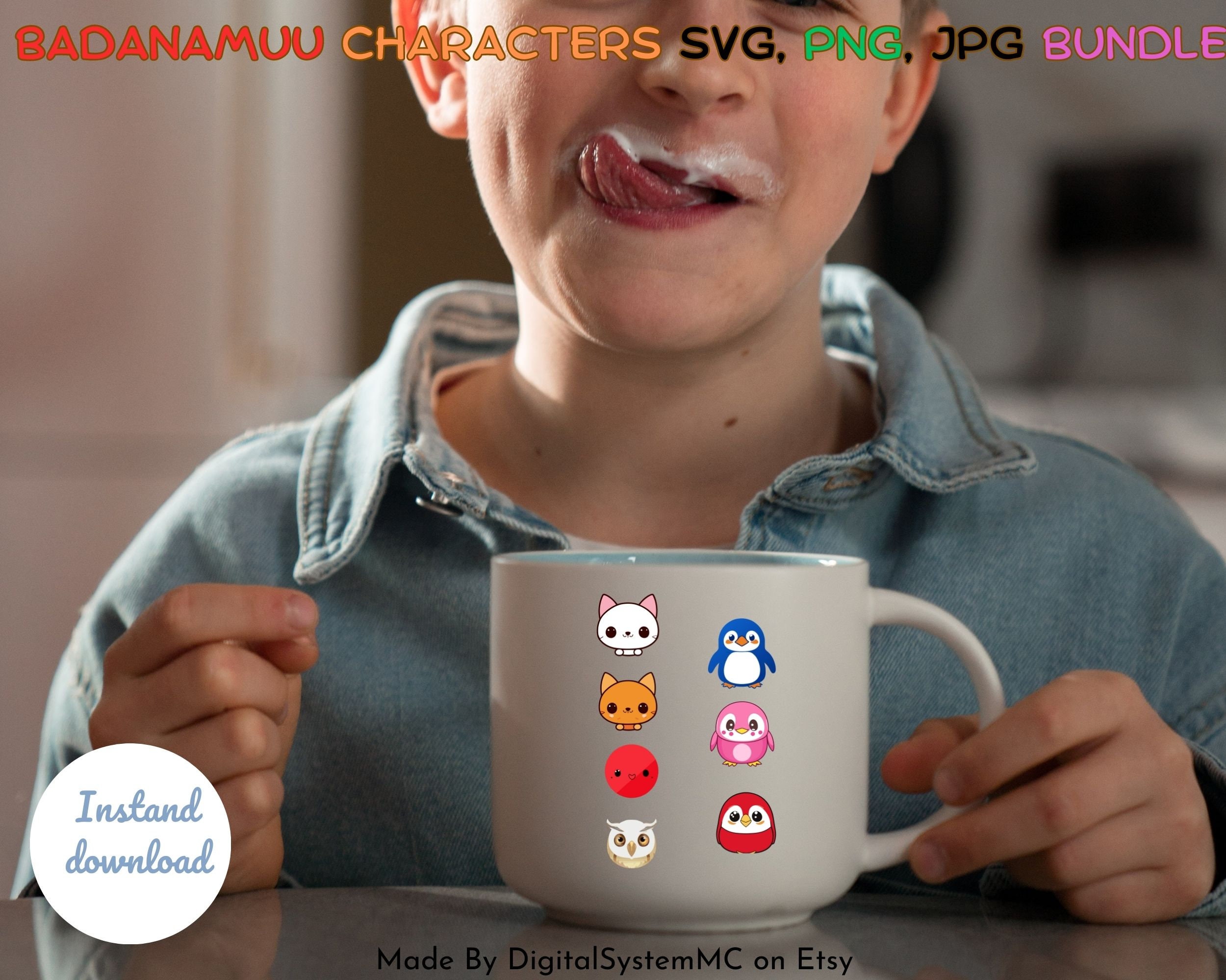 Lindo paquete Badanamu, SVG, PNG, Paquete de personajes lindos, pinguin ...