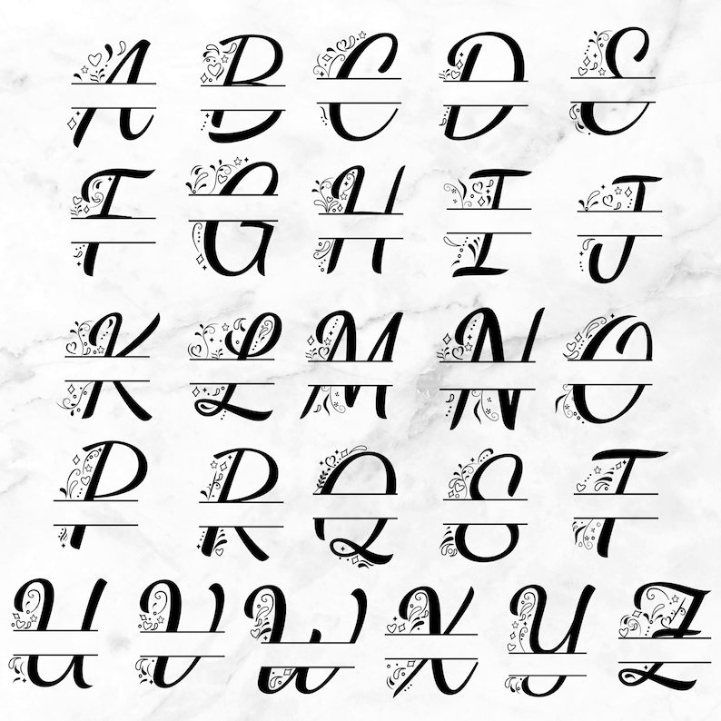 Split Letter Monogram PNG: Custom Initial Name Files (digital Download ...