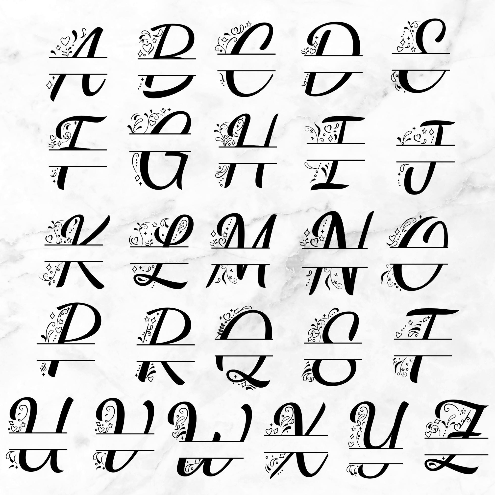 Split Letter Monogram PNG: Custom Initial Name Files (digital Download ...