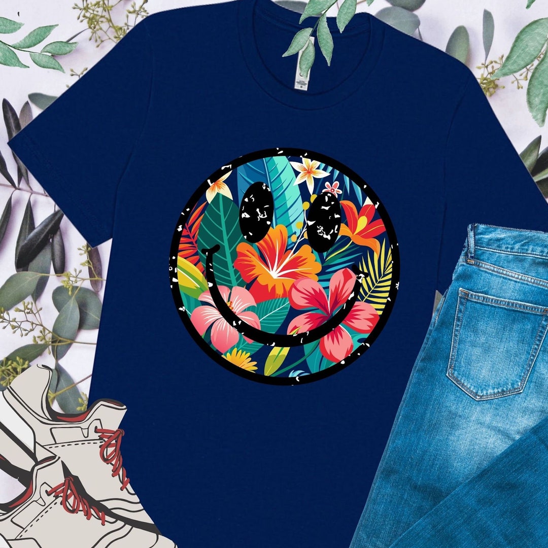 Floral Smiley Face PNG, Retro Happy Flowers PNG, Tropical Smiley Design ...